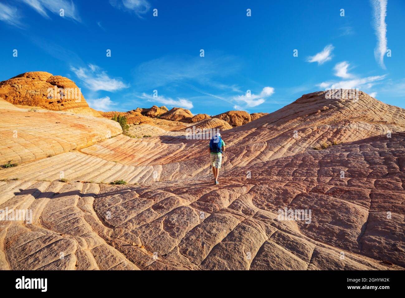 Hike in the Utah mountains. Hiking in unusual natural landscapes ...