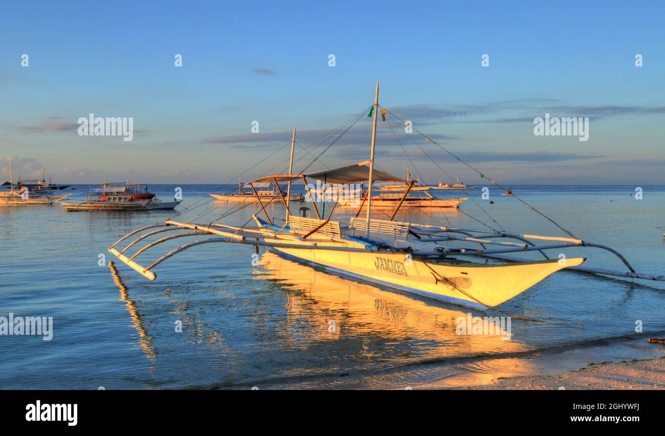 Banca/Outrigger boat, Panglao Island, Bohol, Philippines Stock Photo ...