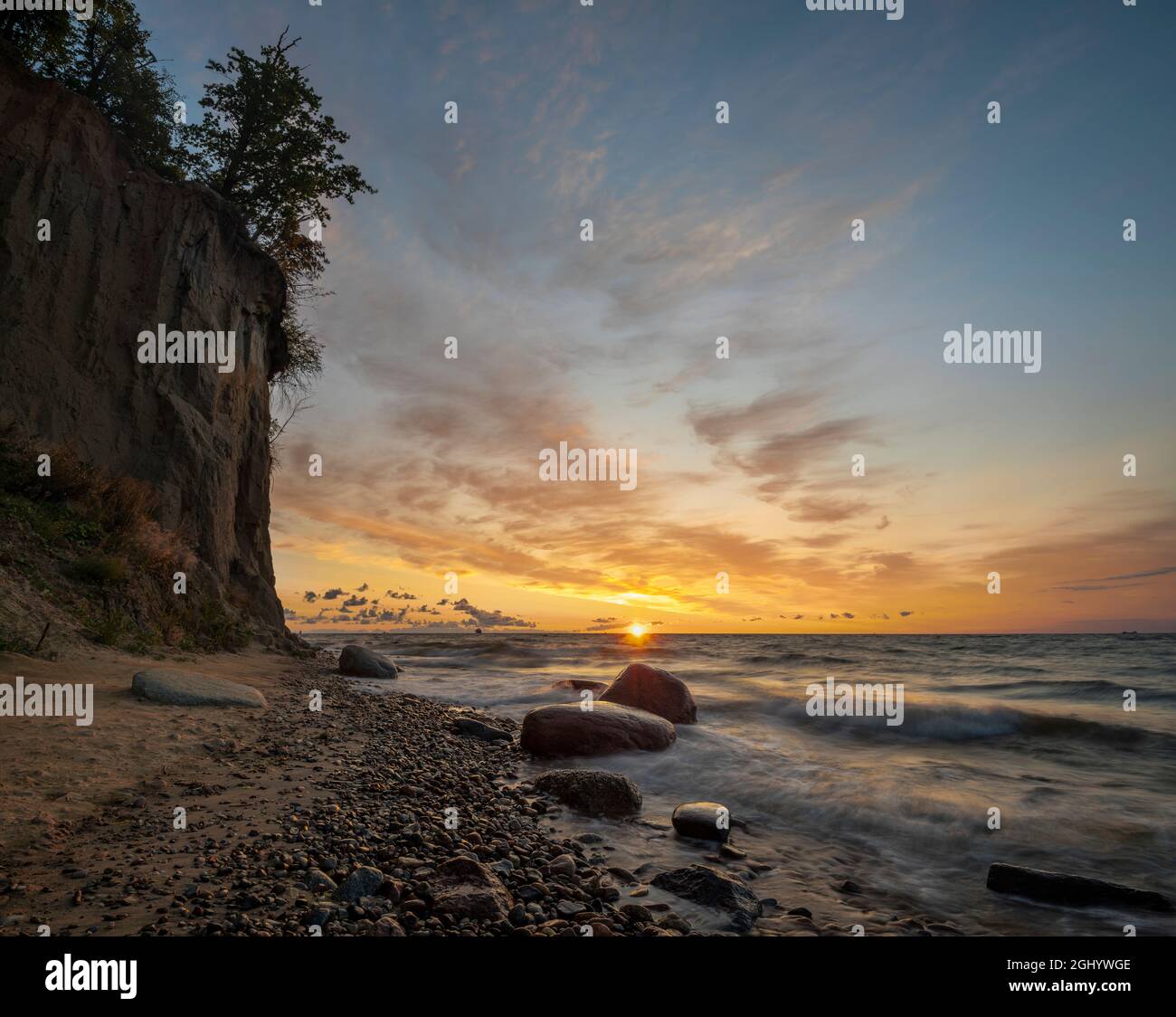 Sunrise on one of the most beautiful beaches in Poland. Gdynia-Orłowo ...