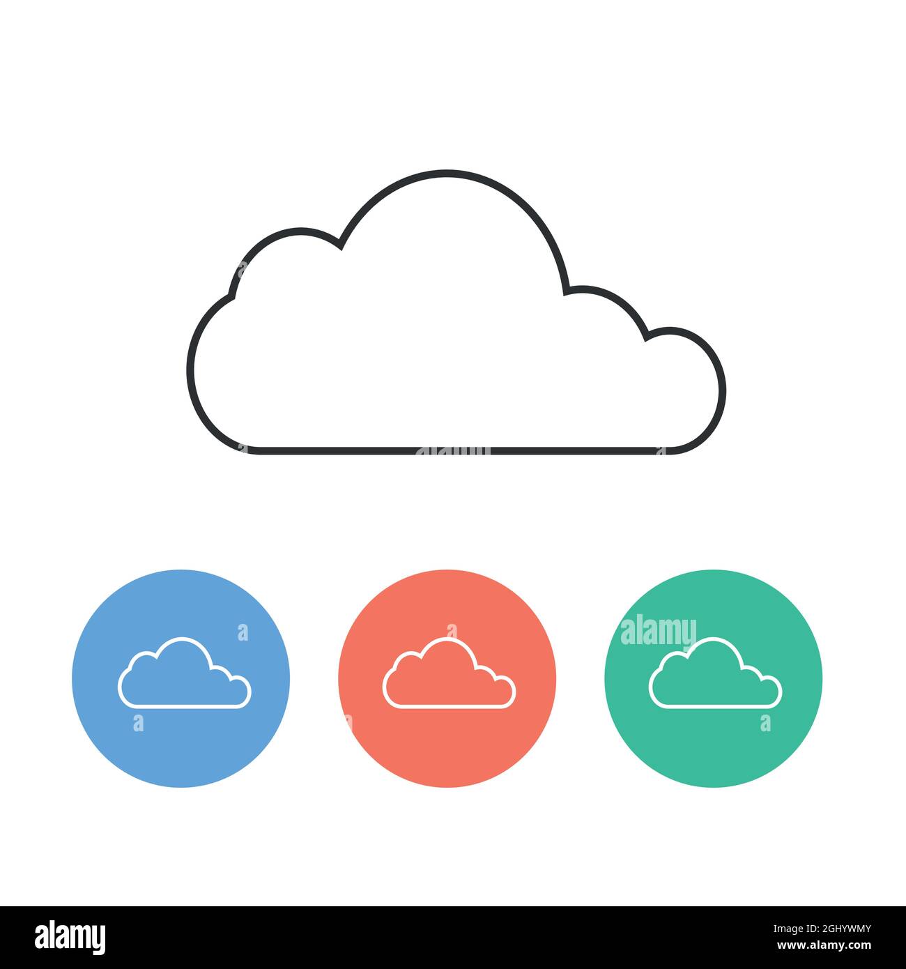 Big Cloud Flat four color minimal icon set. Vector Stock Vector Image ...