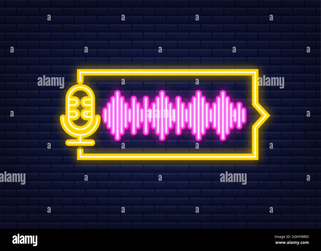 Podcast neon icon. Badge, icon, stamp, logo. Vector stock illustration ...