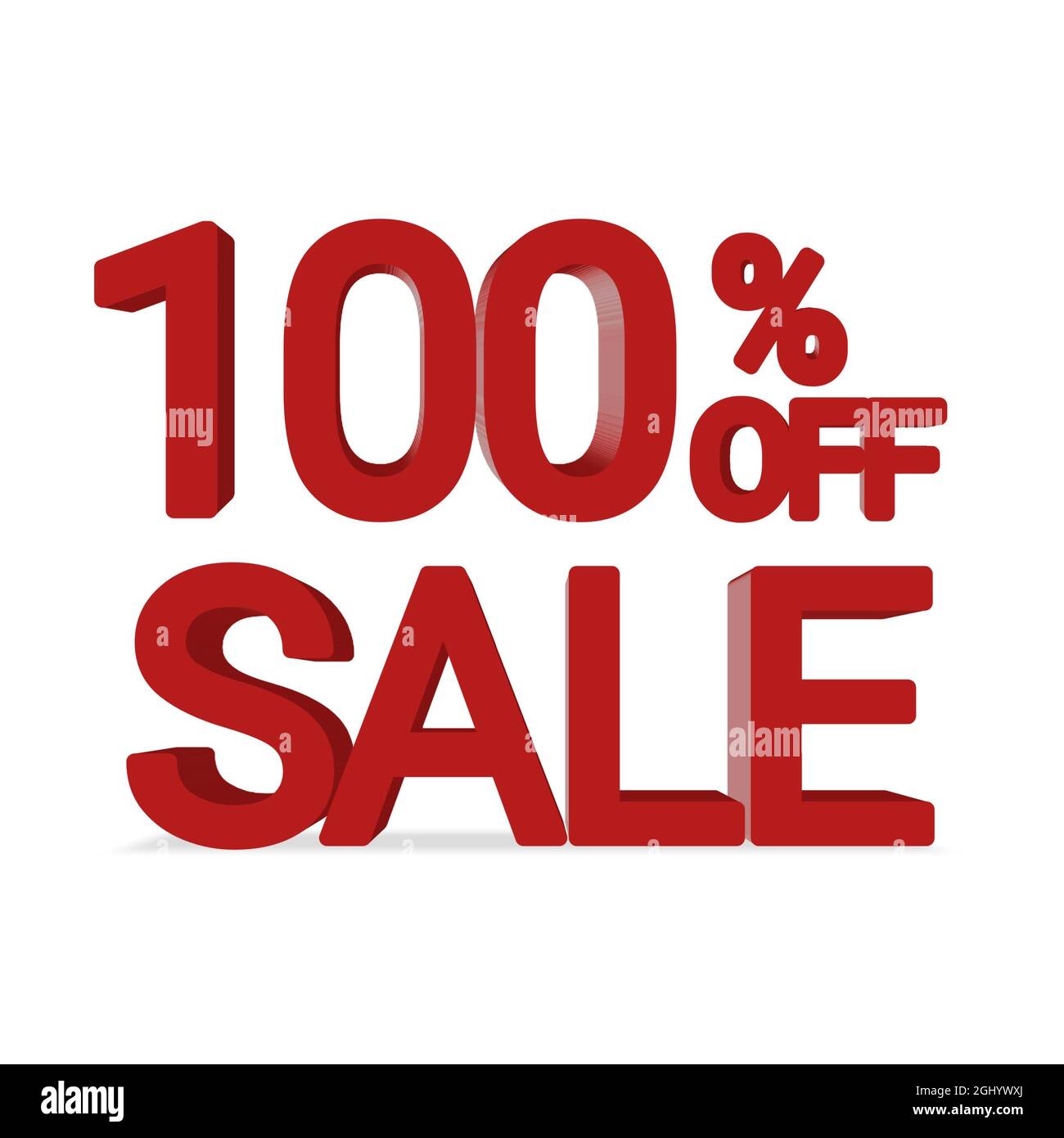 100 percent discount off sale red 3d text over a white background Stock ...