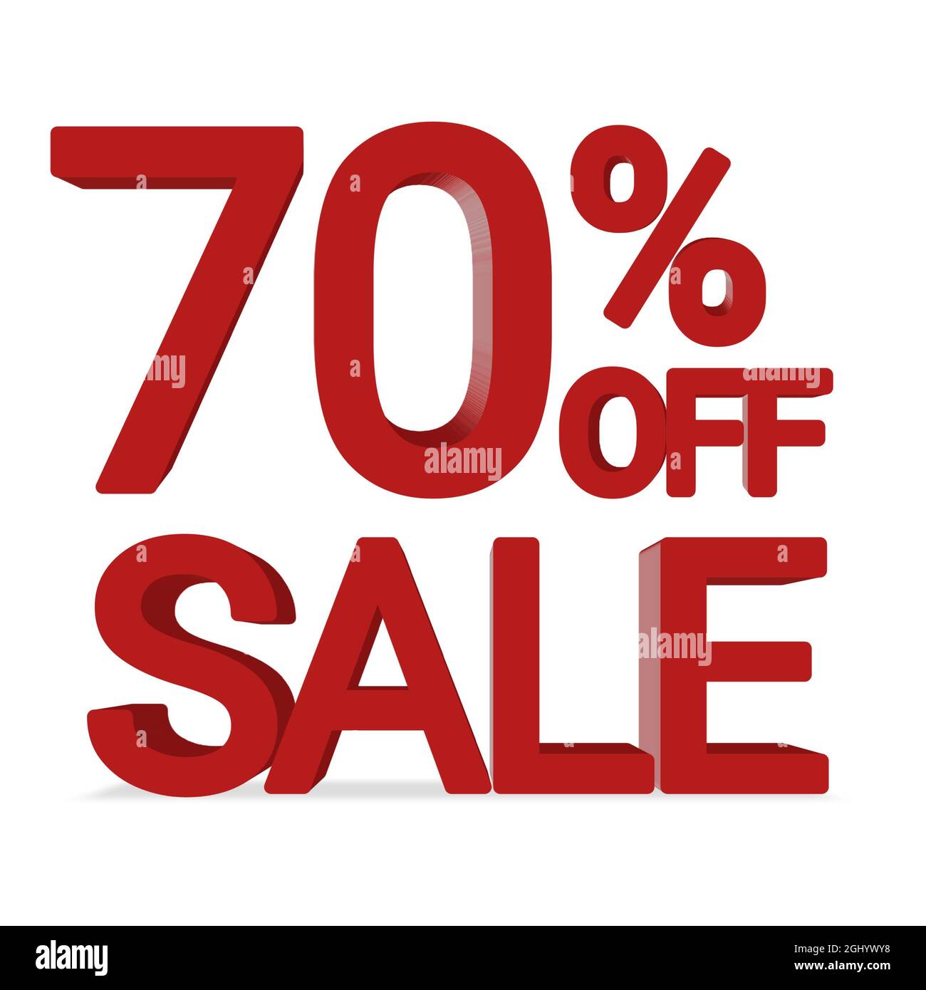 70 percent discount off sale red 3d text over a white background Stock ...