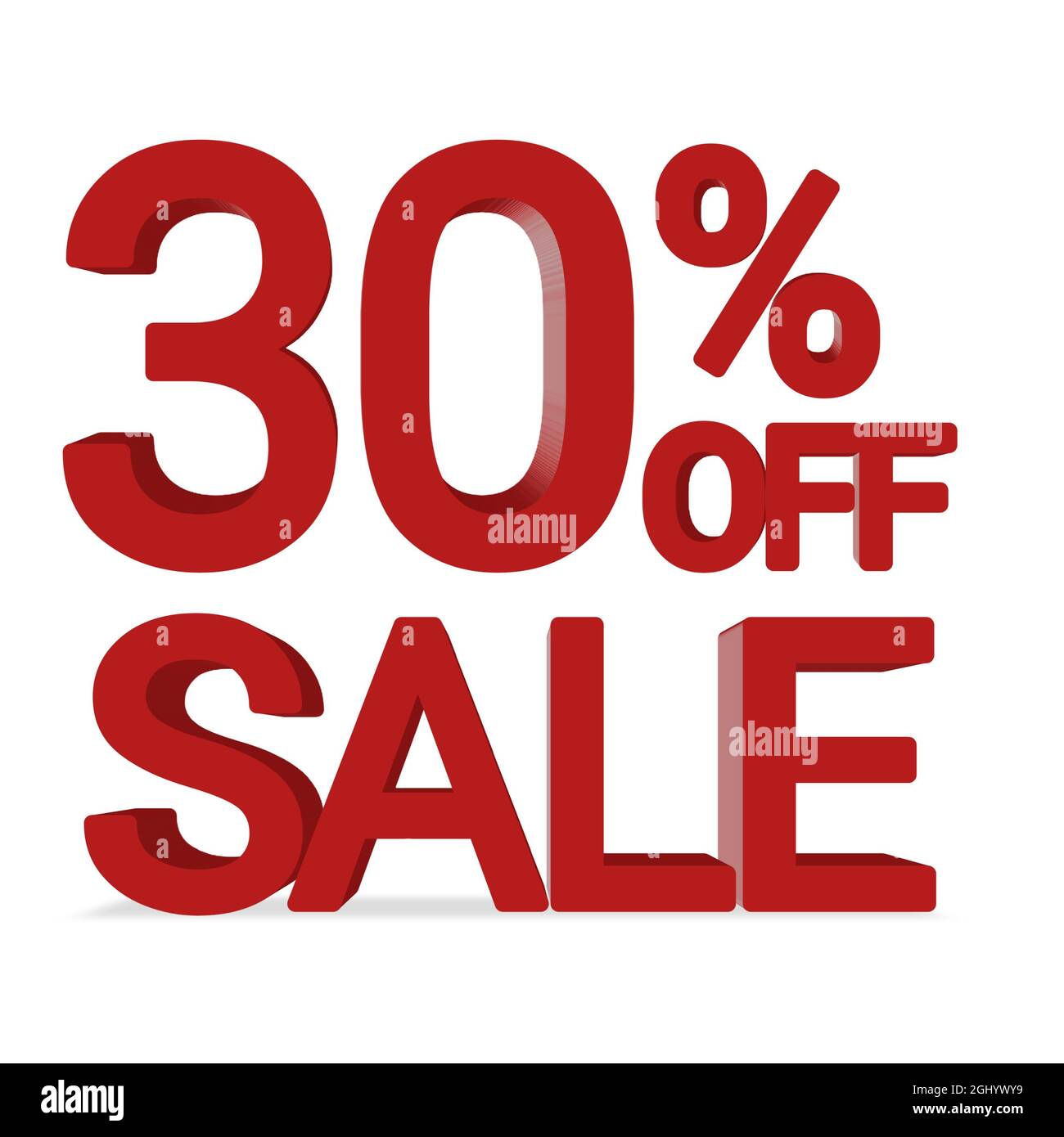 30 percent discount off sale red 3d text over a white background Stock ...