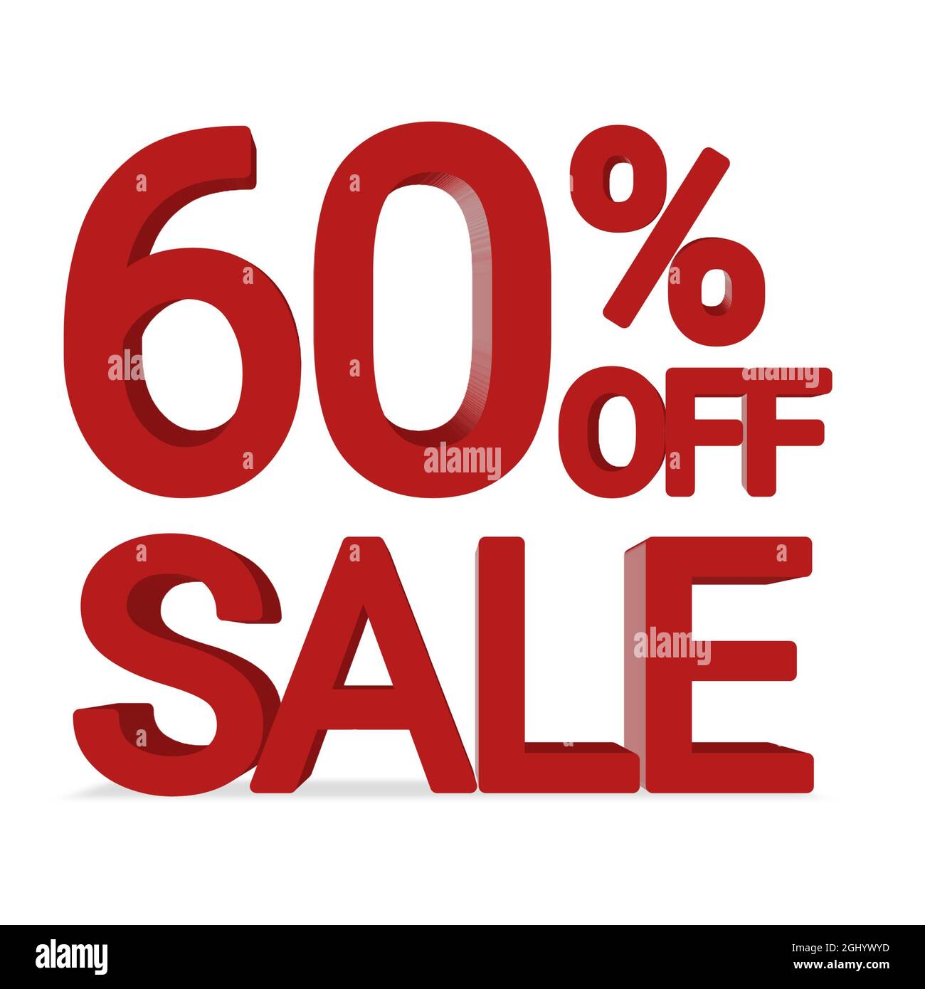 60 percent discount off sale red 3d text over a white background Stock ...
