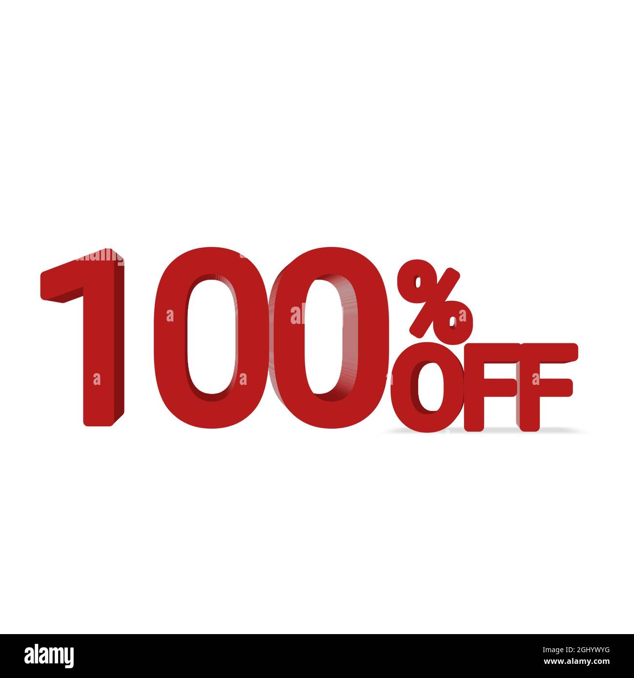 100 percent discount off red 3d text over a white background Stock ...