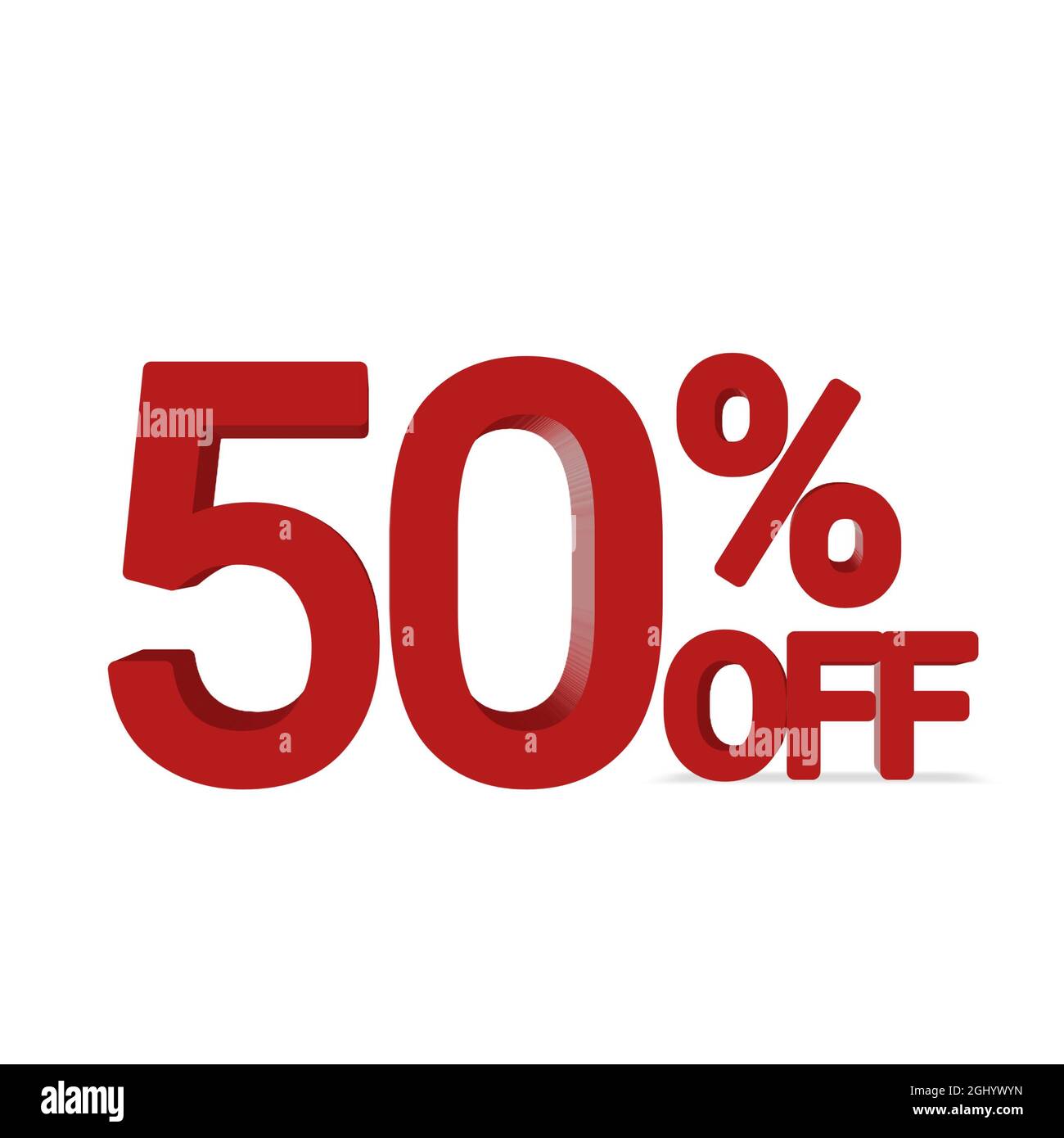 50 percent discount off red 3d text over a white background Stock Photo ...
