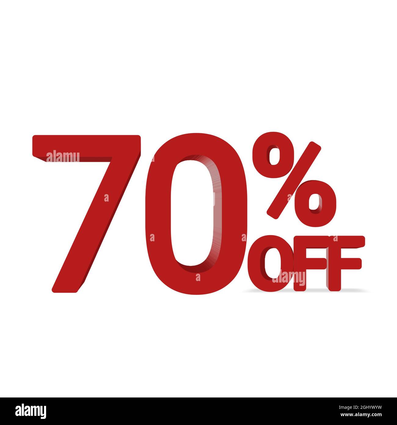 70 percent discount off red 3d text over a white background Stock Photo ...