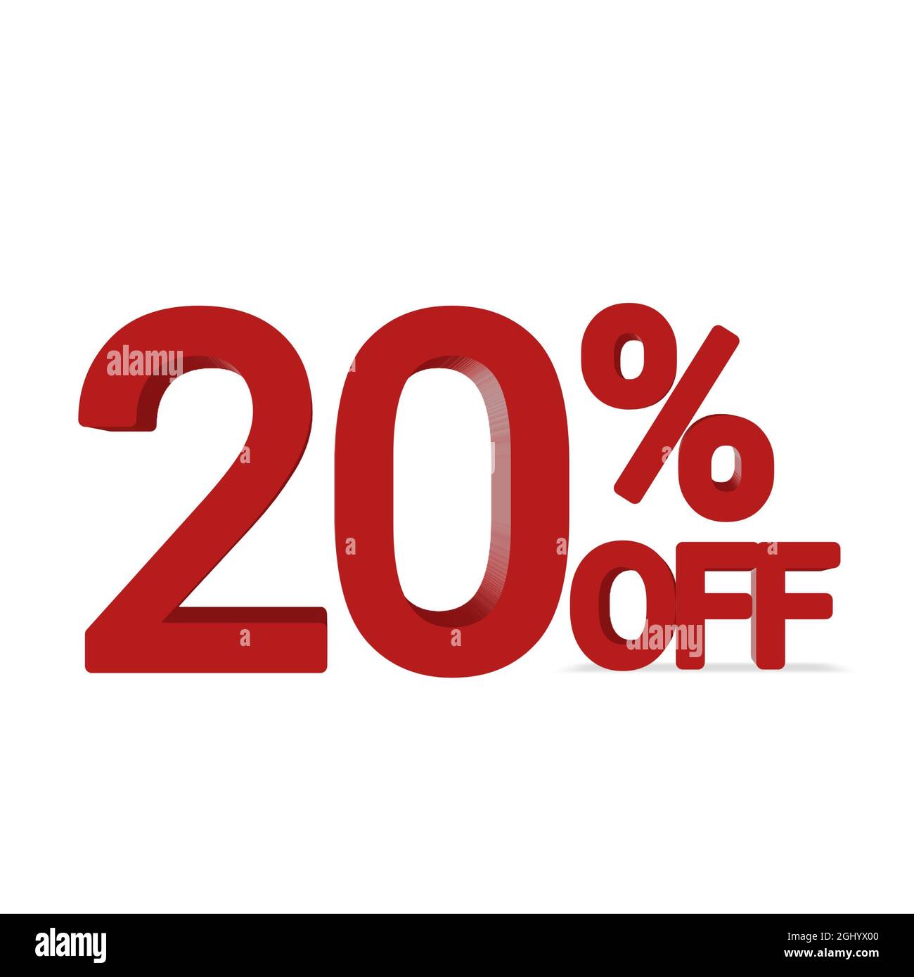 20 percent discount off red 3d text over a white background Stock Photo ...