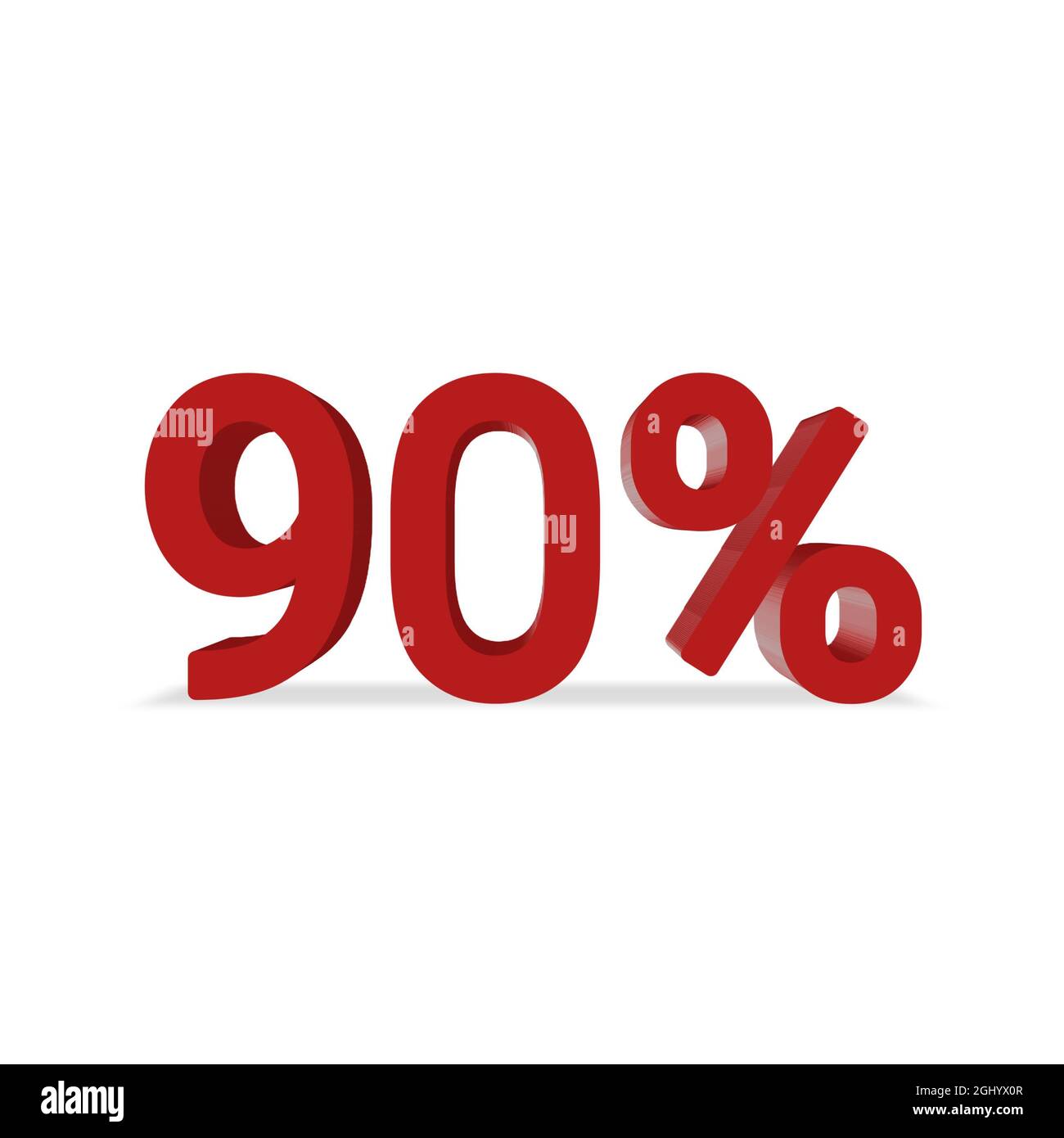 90 percent discount red 3d text over a white background Stock Photo - Alamy