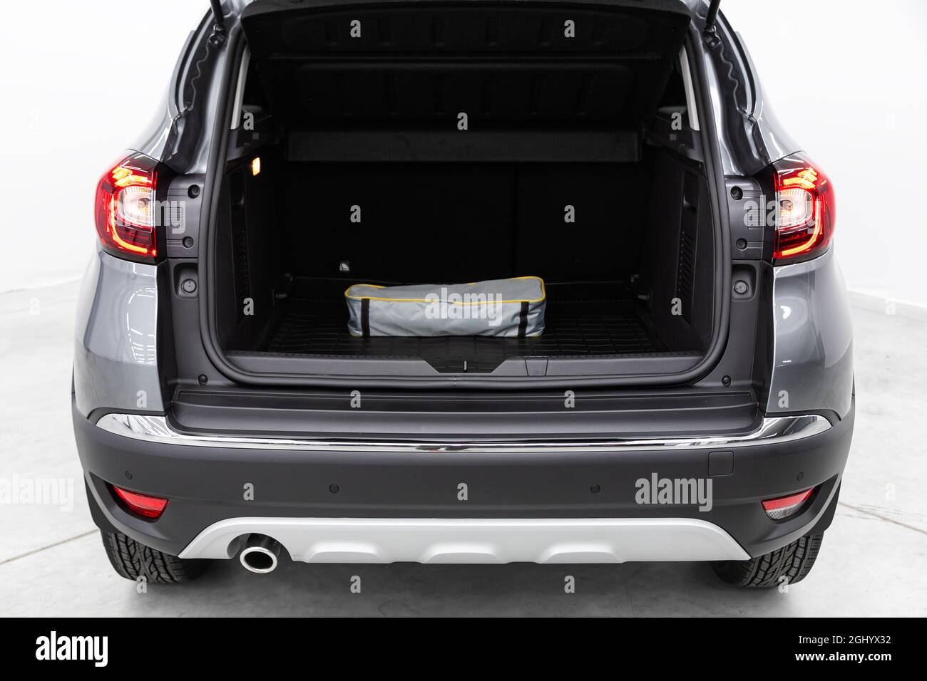 Rear view of a car with an open trunk. Exterior of a modern car Stock ...
