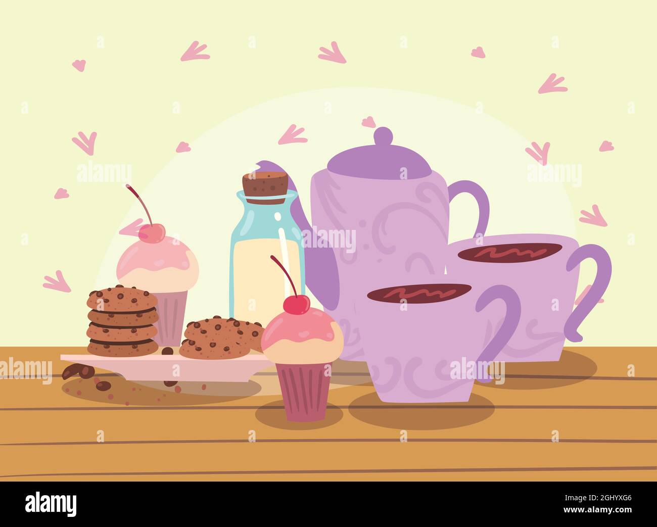 Cookies coffee on wooden Stock Vector Images - Alamy