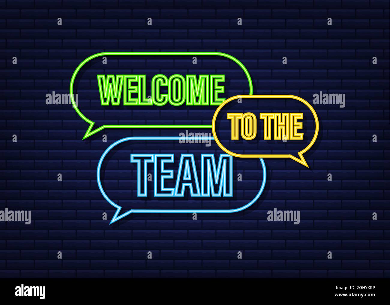 Welcome to the team written on label. Neon icon. Advertising sign ...