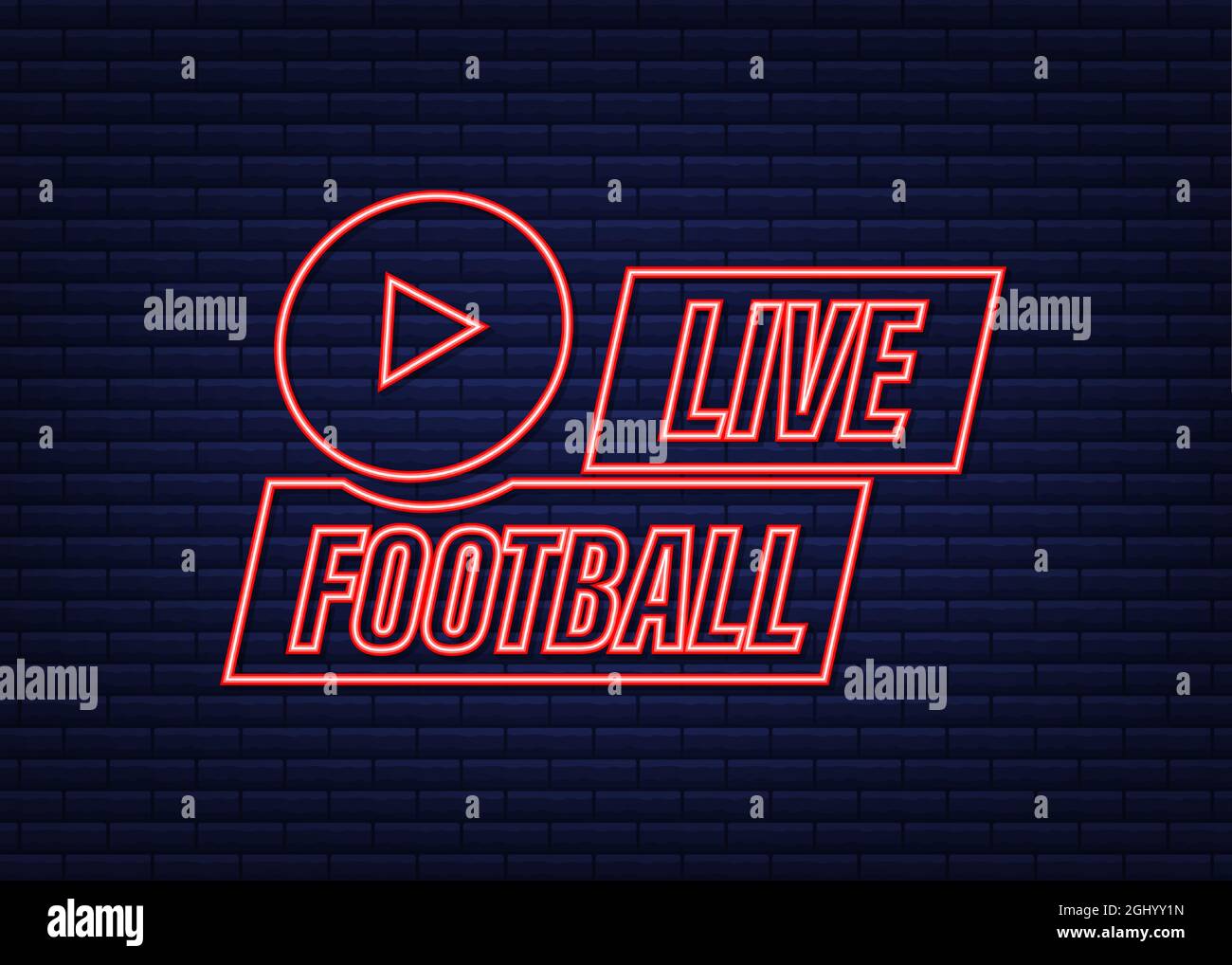 Live Football streaming neon Icon, Button for broadcasting or online ...