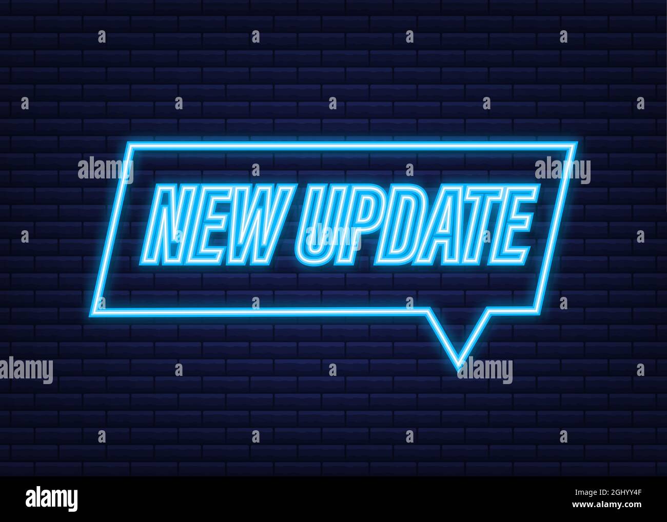 Red vector bubble banner new update. Neon icon. Vector illustration ...