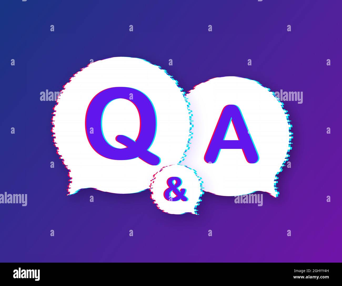 Question and Answer banner. Glitch icon. Megaphone banner. Web design ...