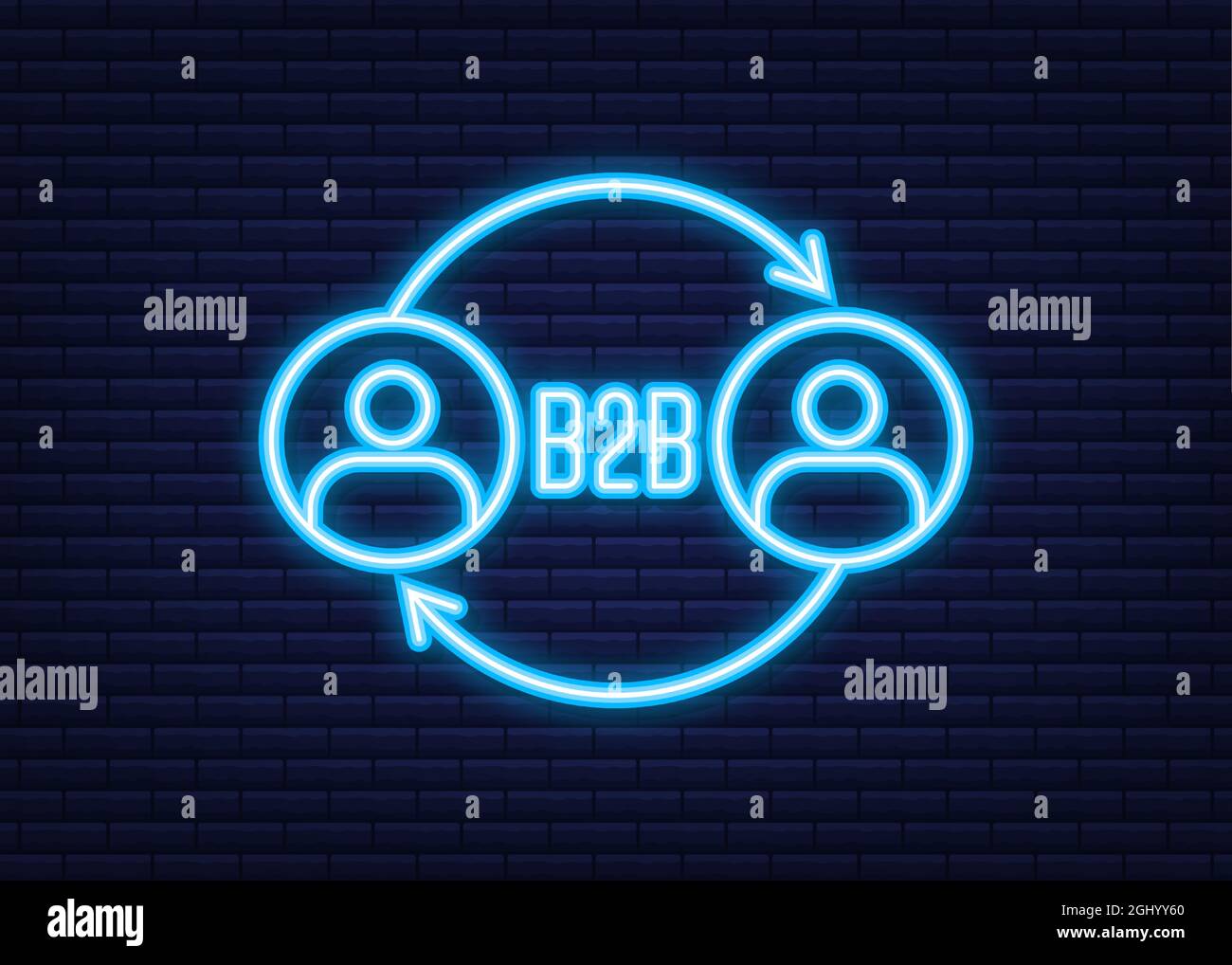 B2B sales person selling products. Neon icon. Business-to-business ...