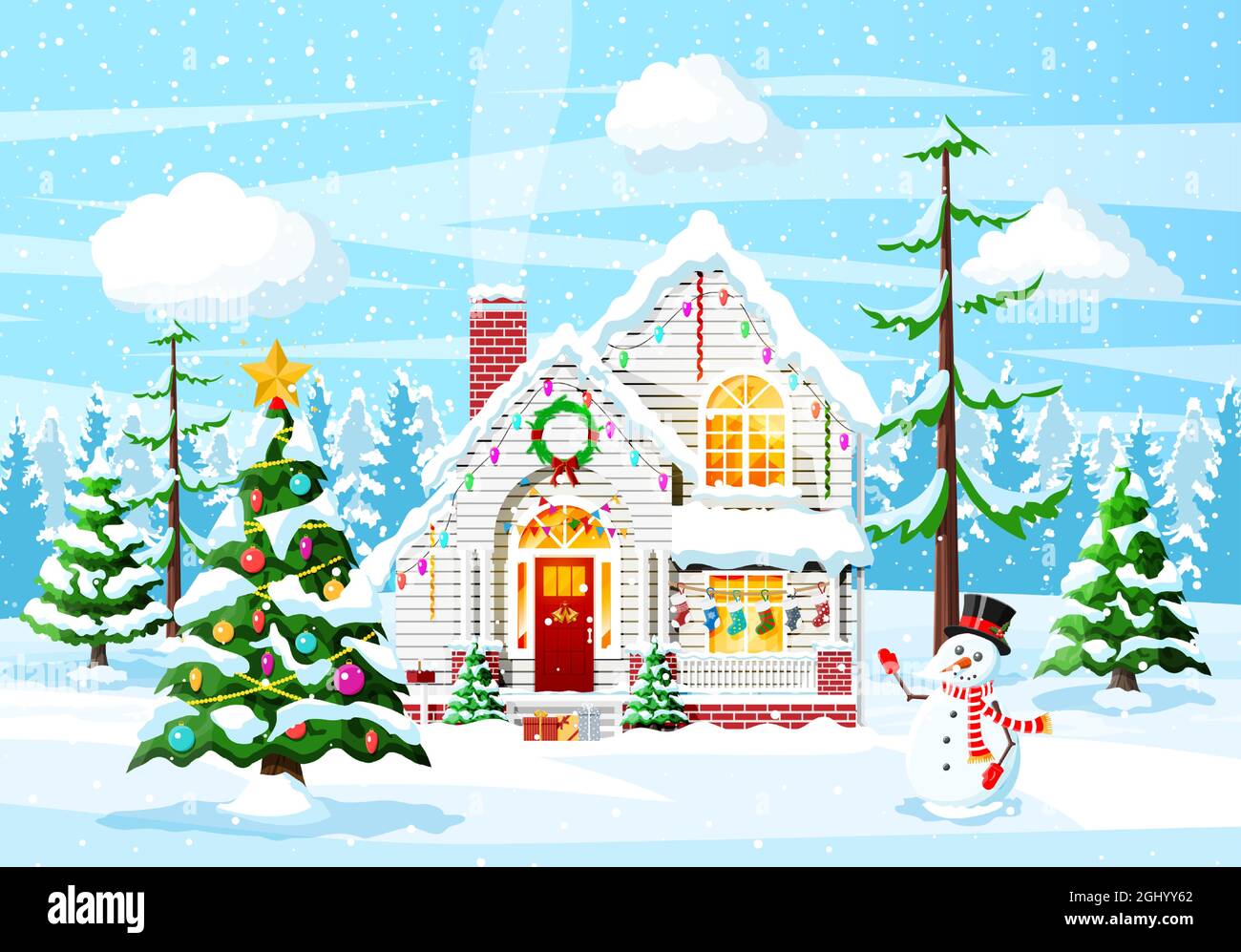 Winter celebration in forest Stock Vector Images - Alamy