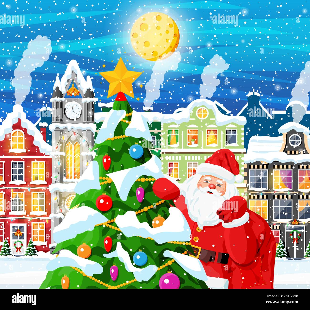 Old town in snow Stock Vector Images - Alamy