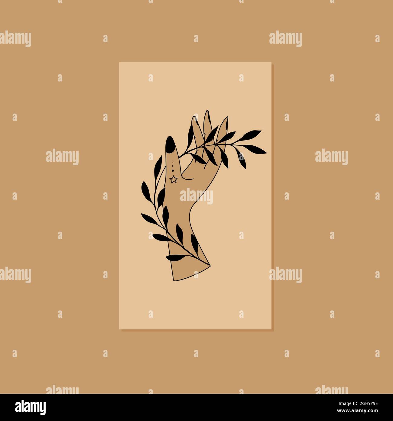 Alchemy esoteric magic celestial talisman on woman hands, sun, moon ...