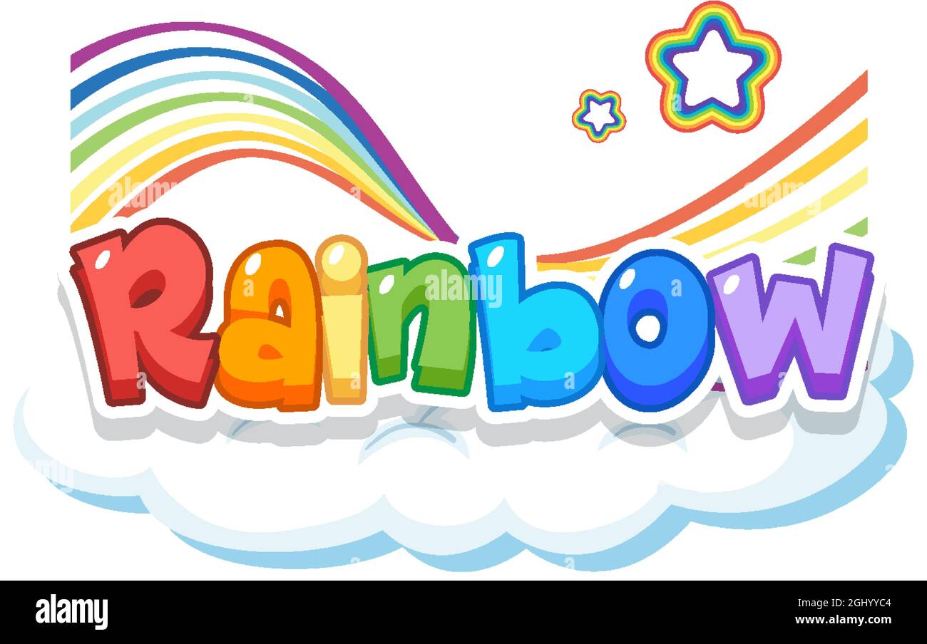 Rainbow word logo on the cloud illustration Stock Vector Image & Art ...