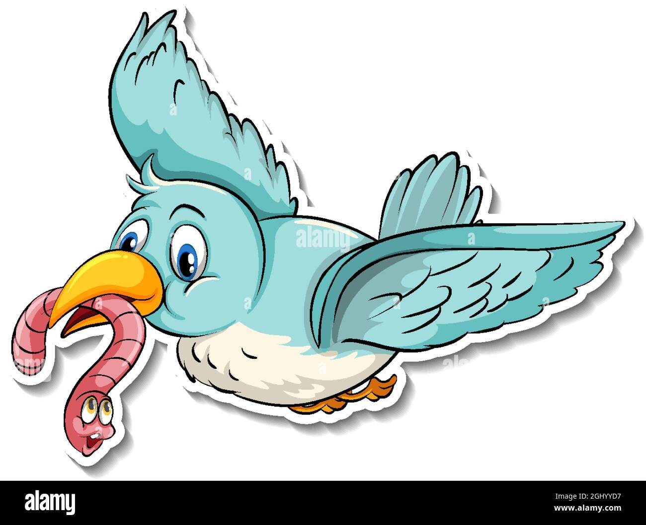 A cute blue bird cartoon animal sticker illustration Stock Vector Image ...