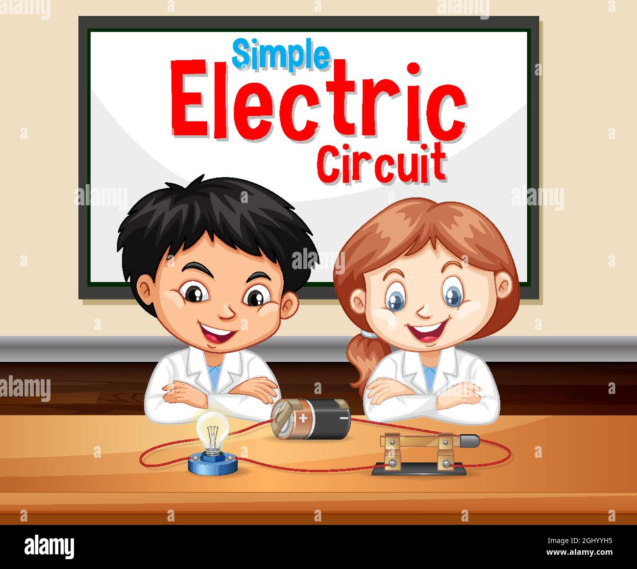 Battery wire circuit bulb Stock Vector Images - Alamy