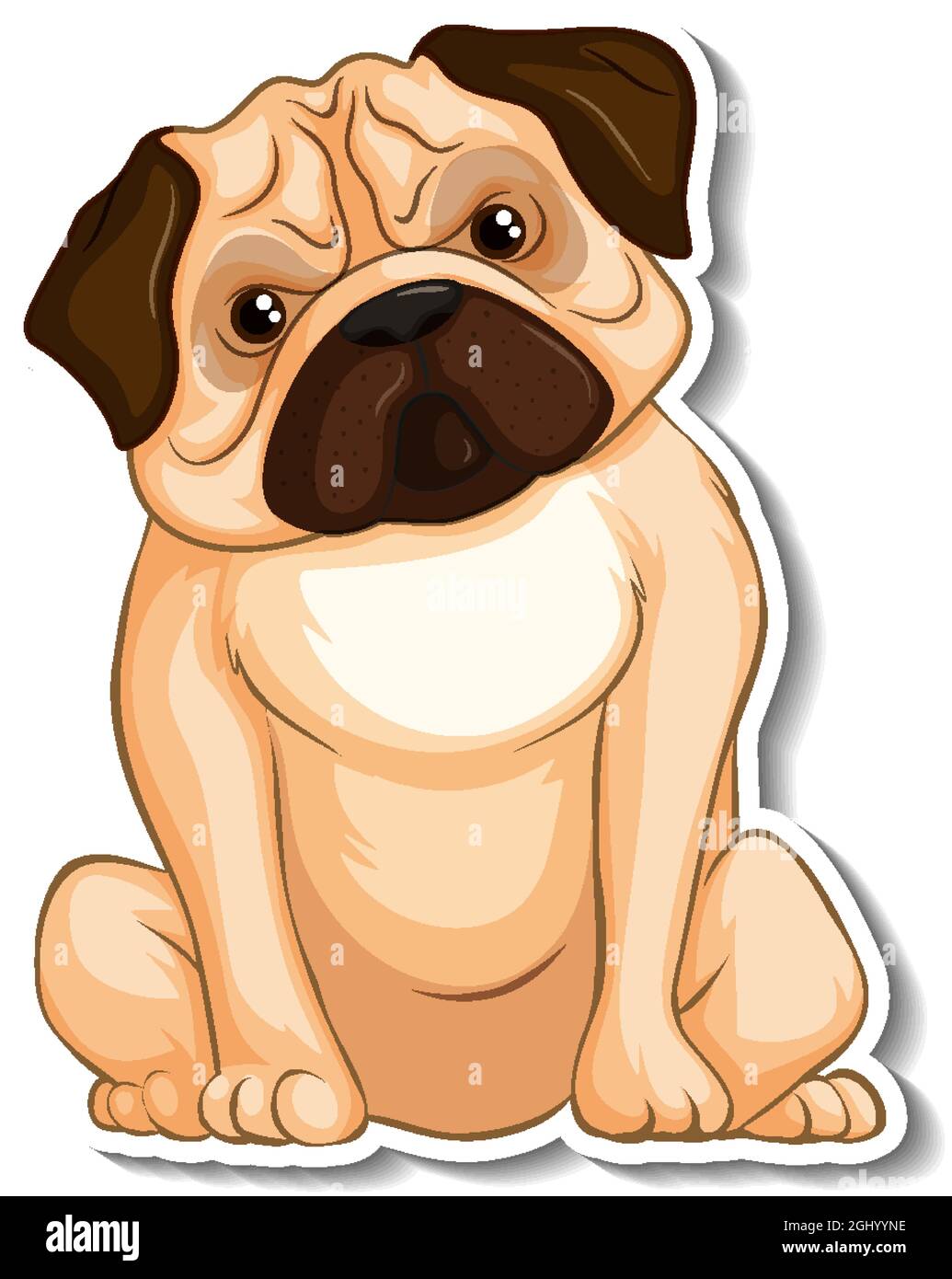 A sticker template of dog cartoon character illustration Stock Vector ...