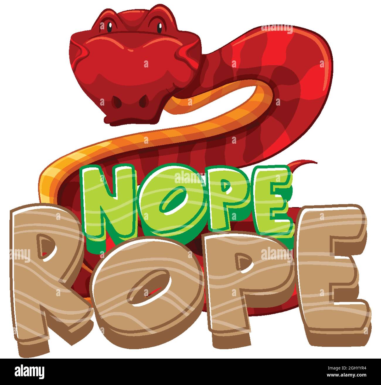 Nope Rope font banner with a snake cartoon character isolated ...