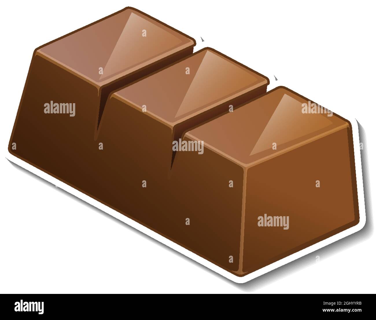 A piece of chocolate bar sticker isolated on white background ...