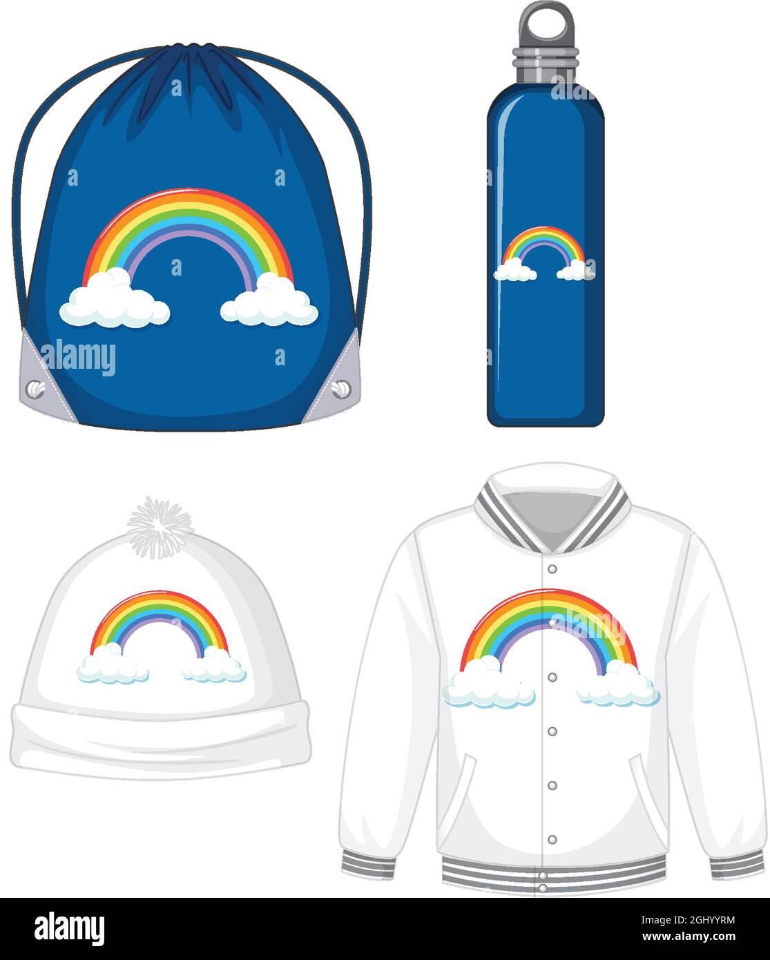 Set with fashion objects isolated on white background illustration ...