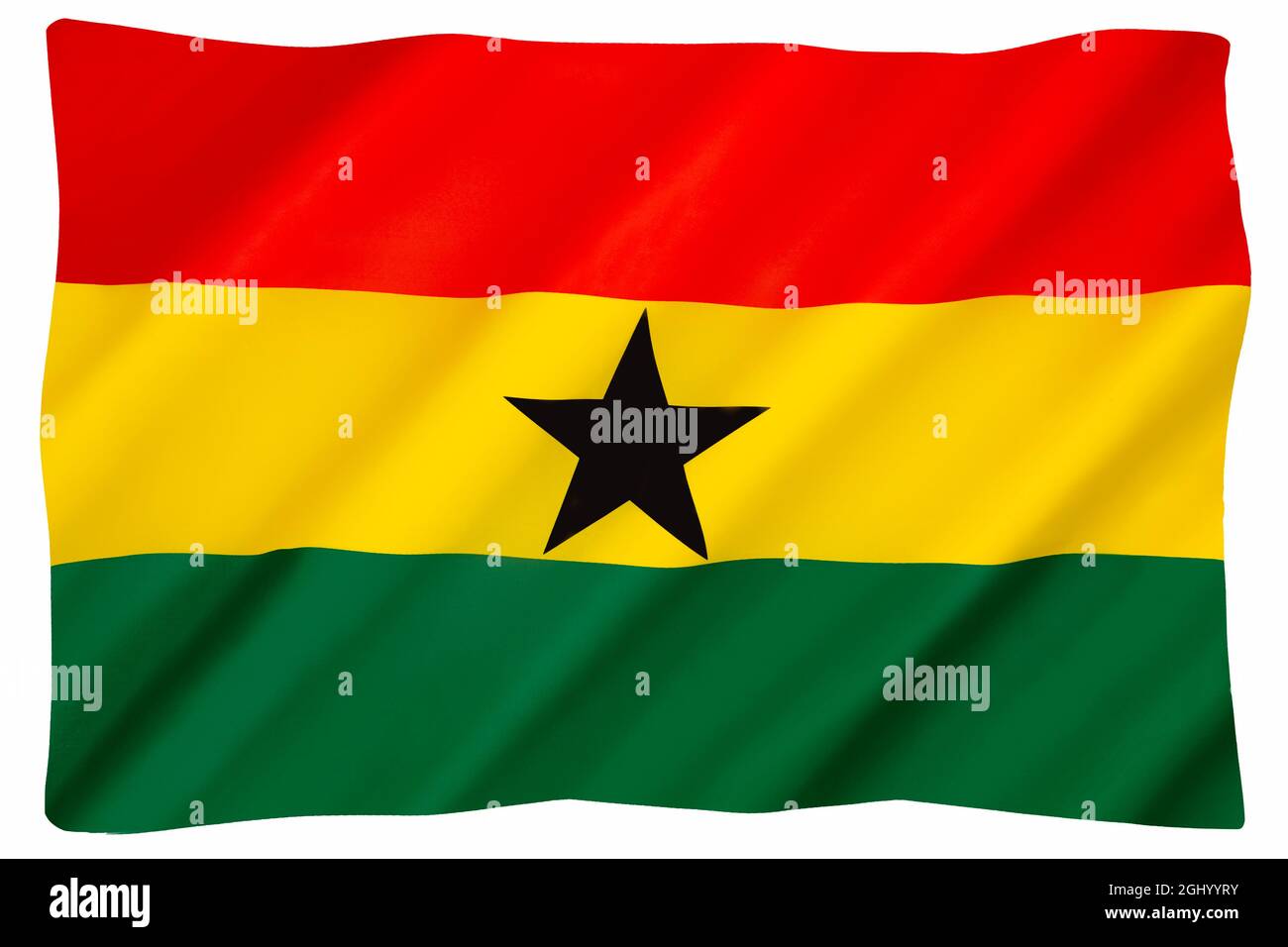 The national flag of Ghana. Designed in 1957 and adopted the same year ...