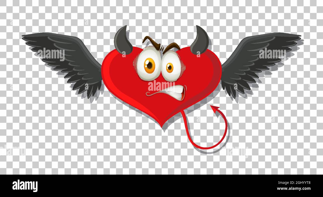 Heart shape devil with facial expression illustration Stock Vector ...