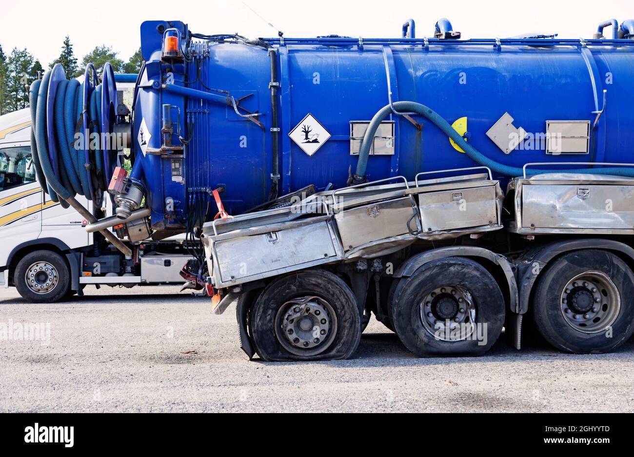 Umea, Norrland Sweden - September 1, 2021: sludge truck where the rear ...