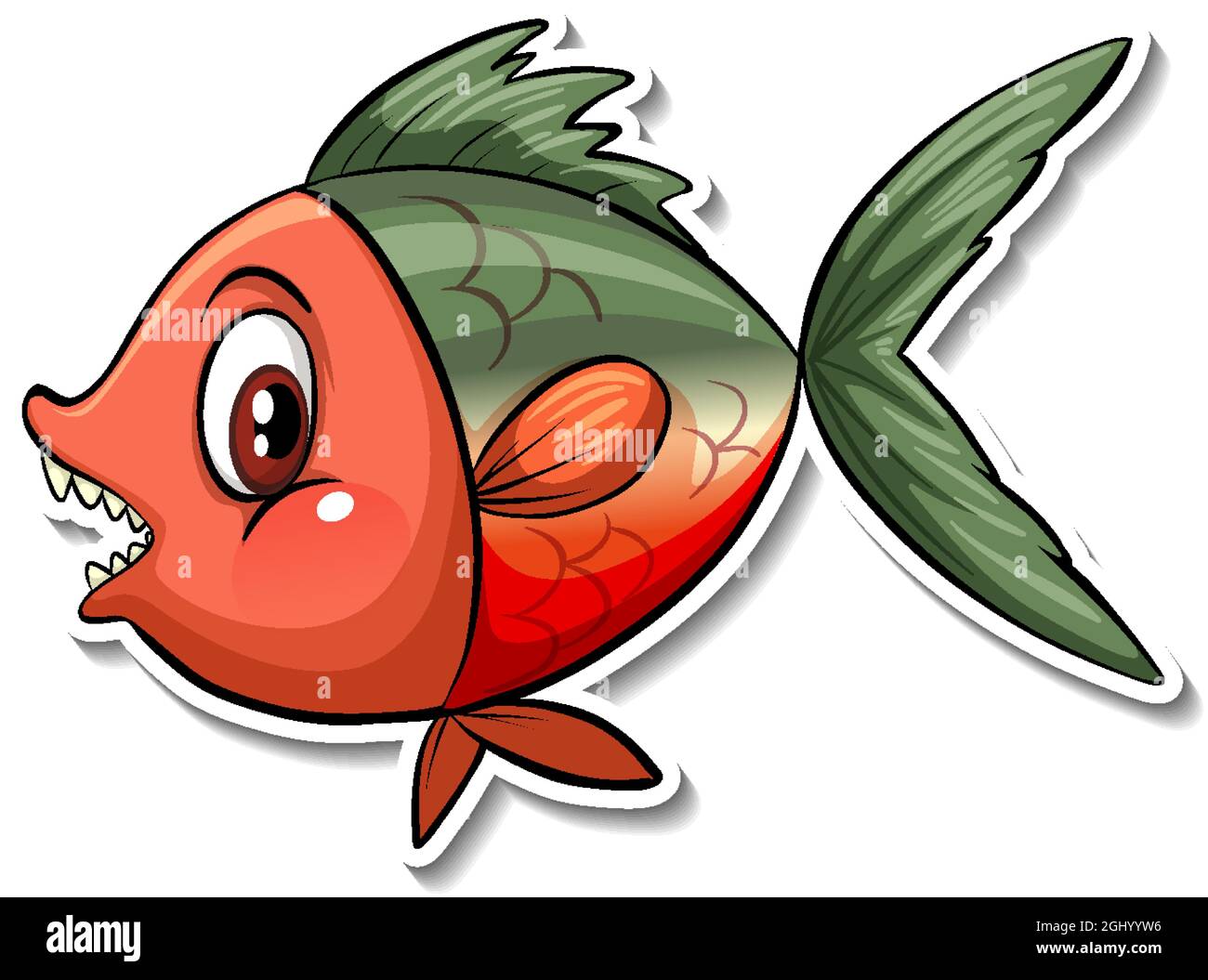 Cute fish sea animal cartoon sticker illustration Stock Vector Image ...