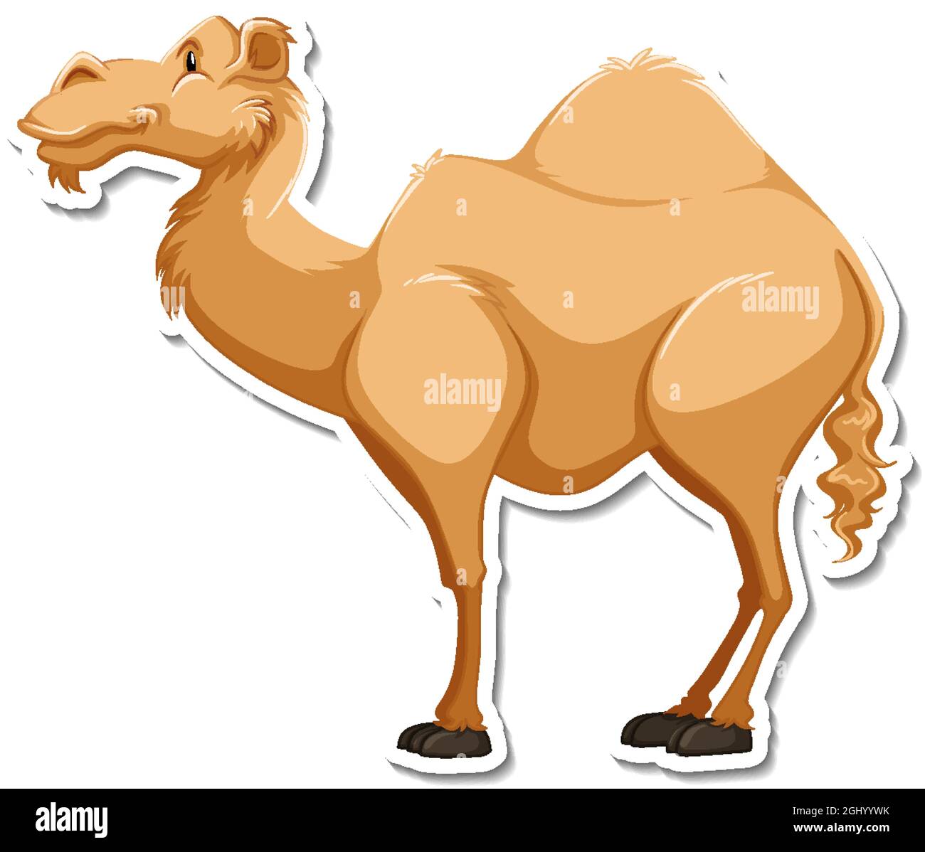 A sticker template of camel cartoon character illustration Stock Vector ...