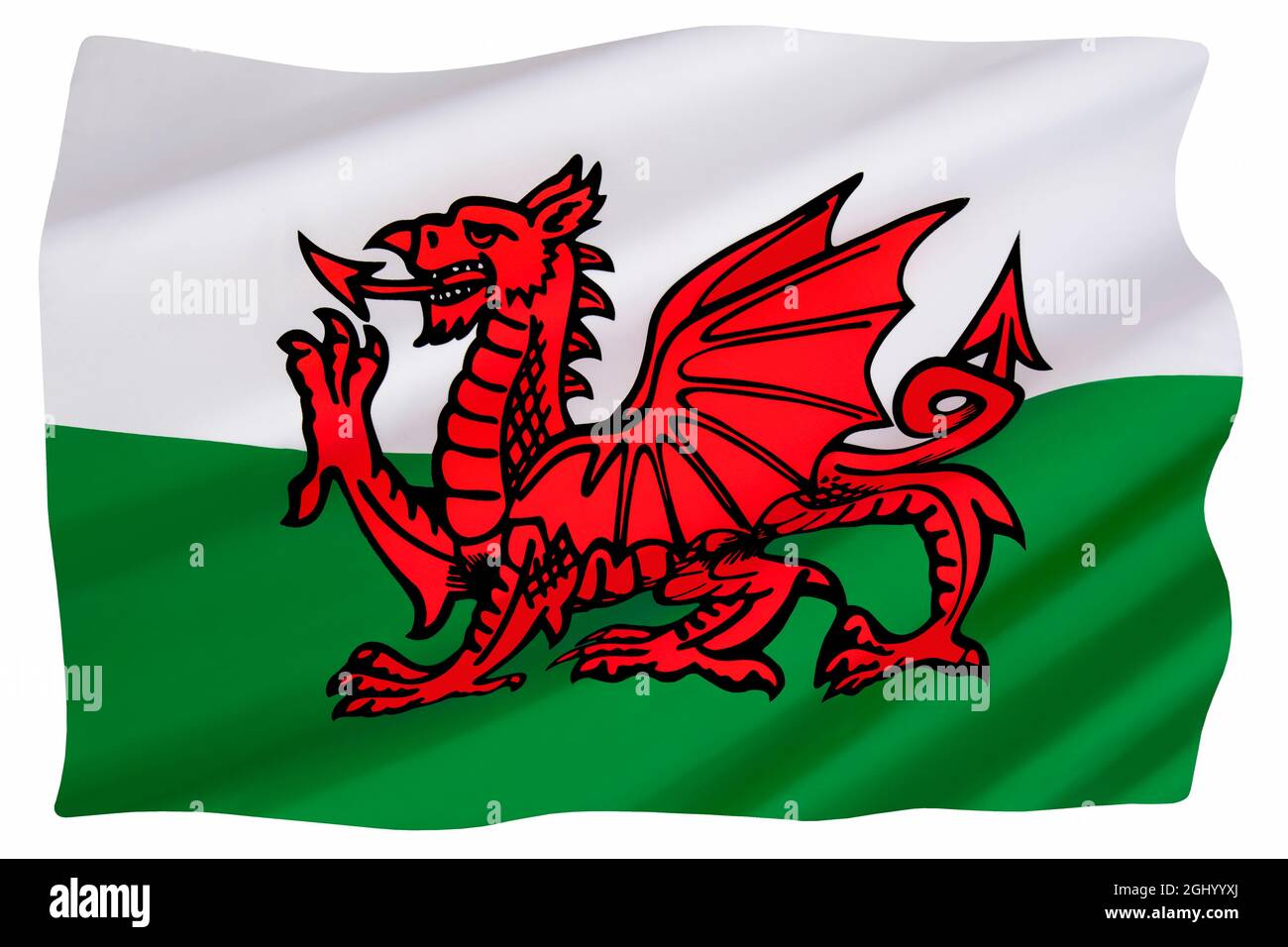 The flag of Wales in the United Kingdom. The flag incorporates the Red ...