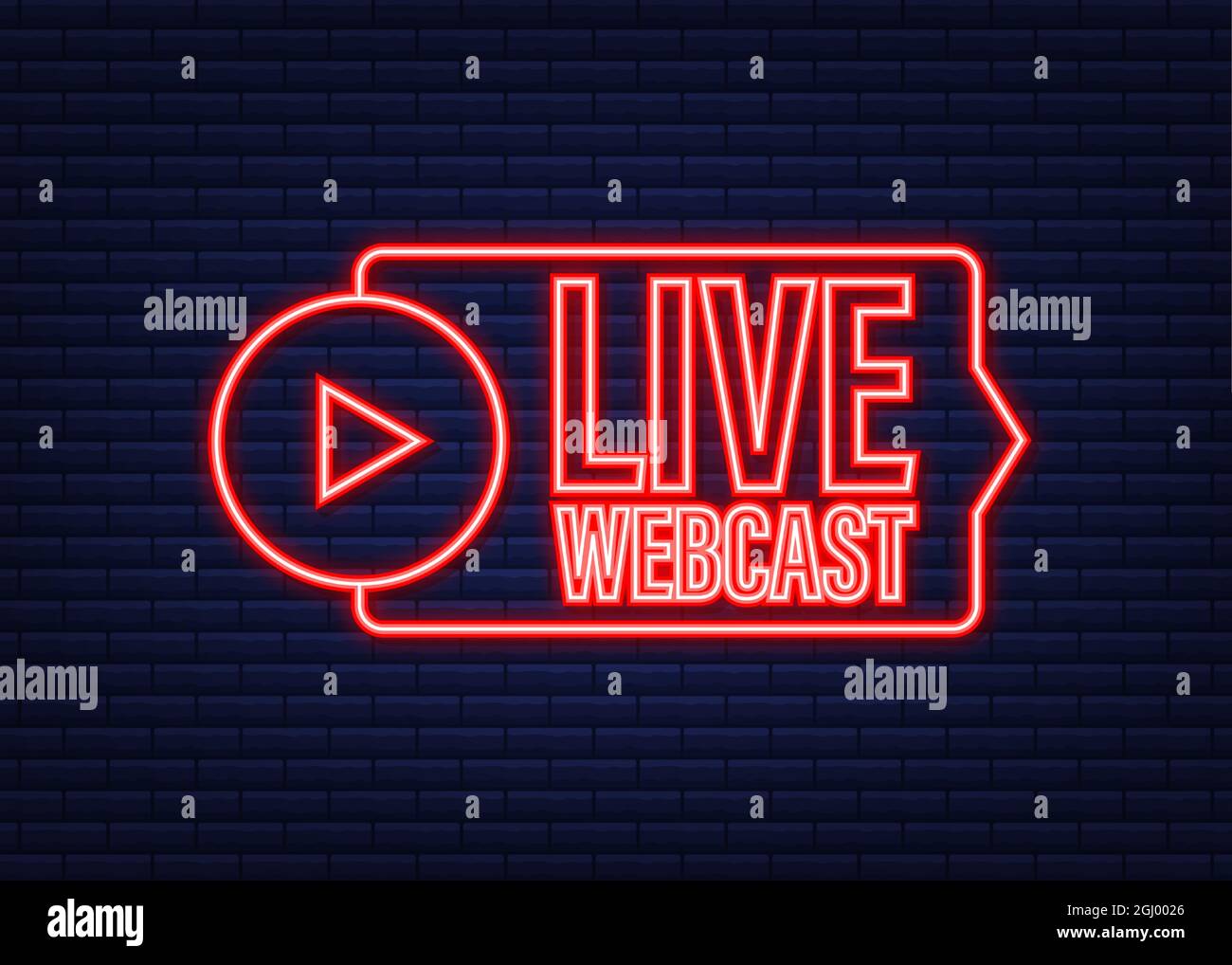 Live Webcast Button, icon, emblem. Neon icon. Vector stock illustration ...