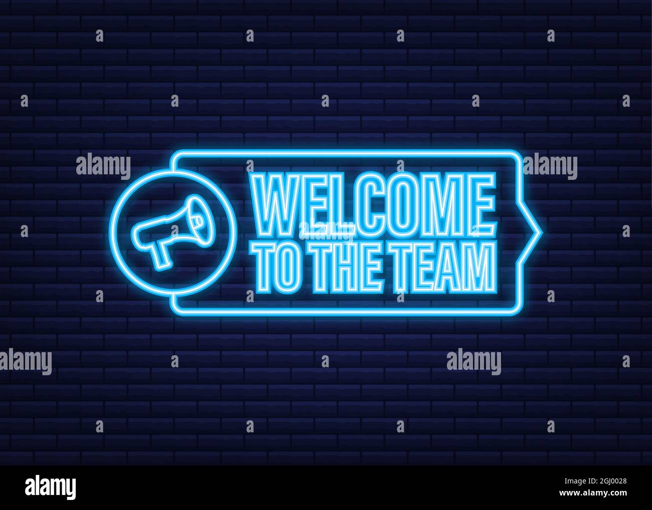 Welcome to the team written on label. Neon icon. Advertising sign ...
