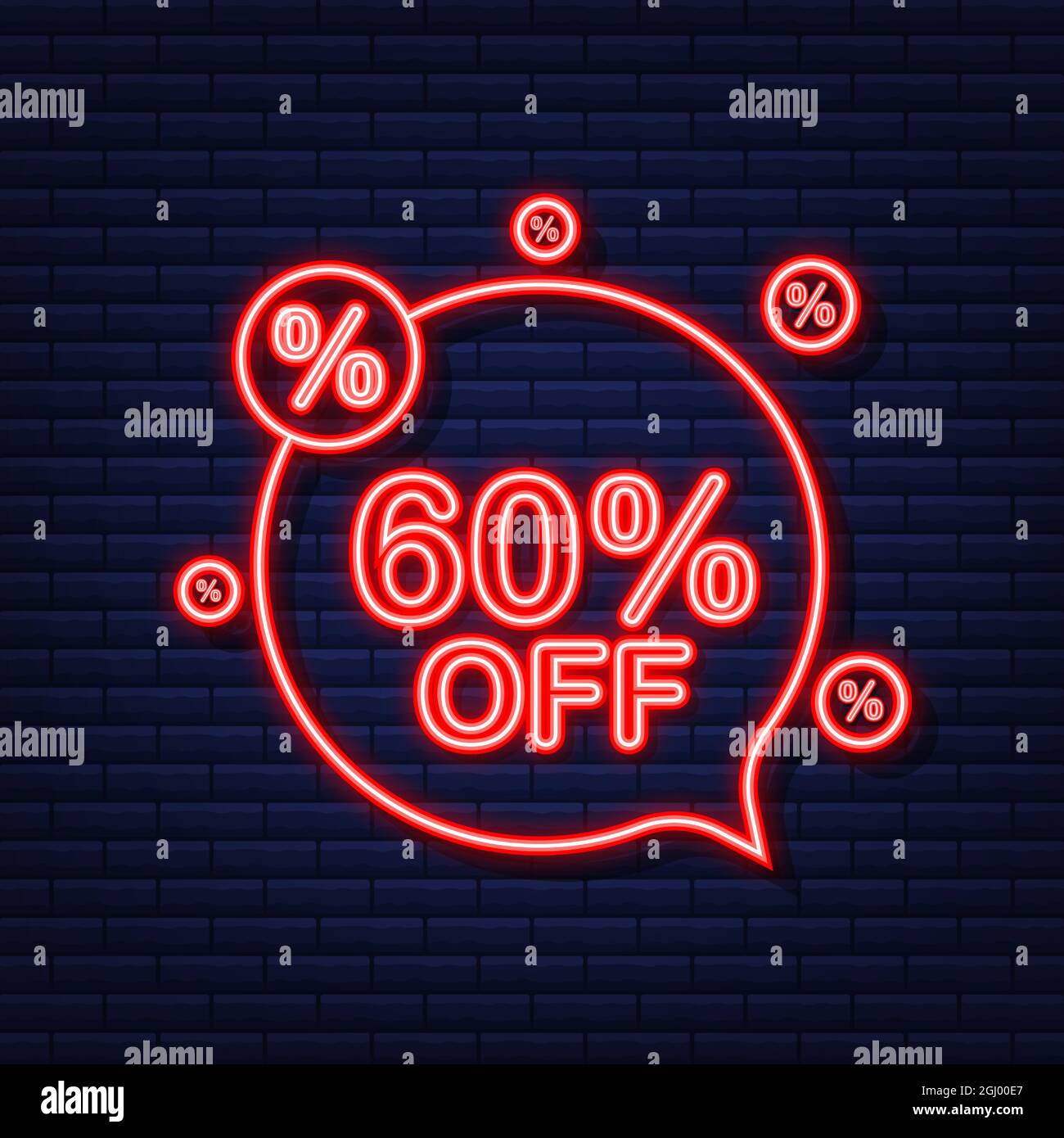 60 percent OFF Sale Discount Banner. Neon icon. Discount offer price ...