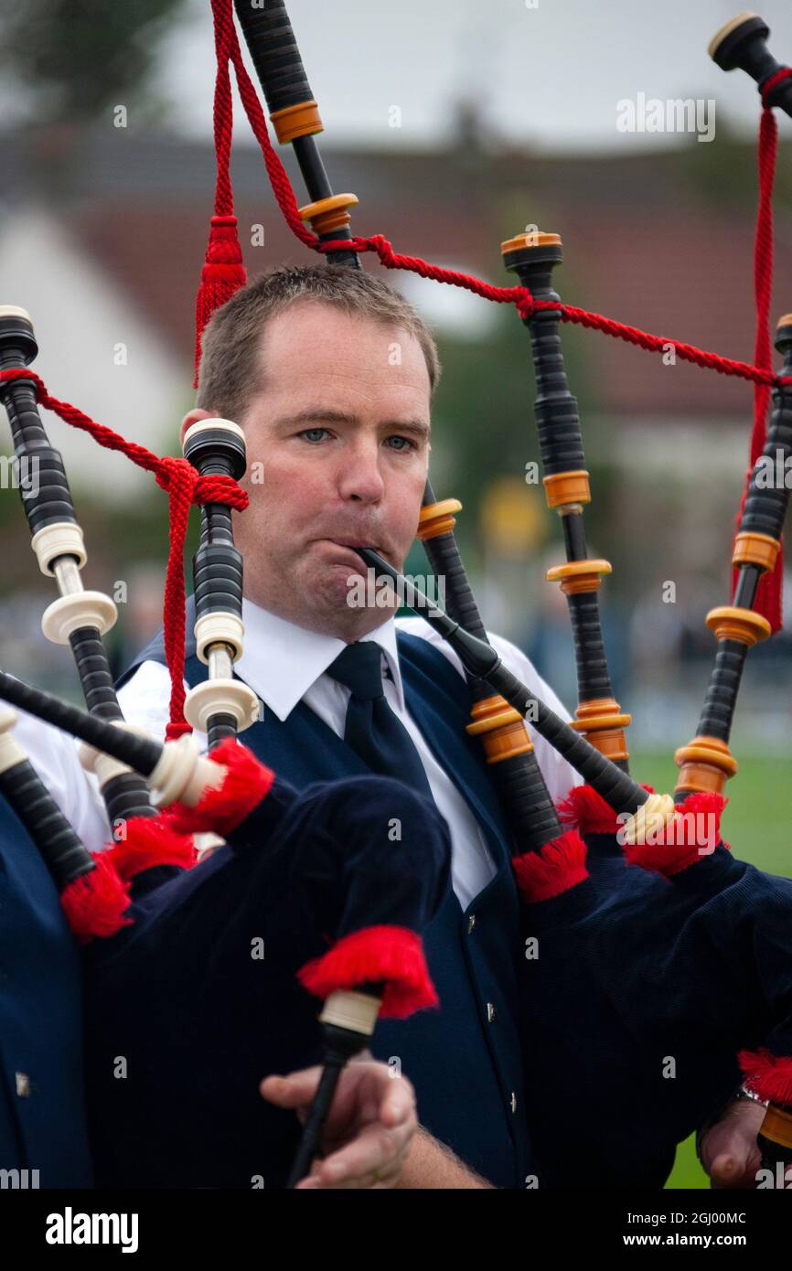 Pipers at the Cowal Gathering Highland Games near Dunoon on the Cowal ...
