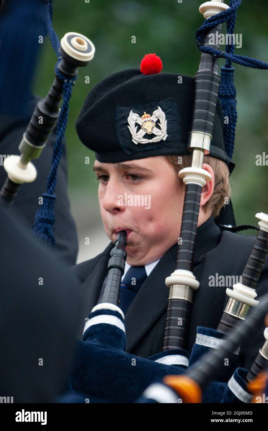 Piper at the Cowal Gathering Highland Games near Dunoon on the Cowal ...