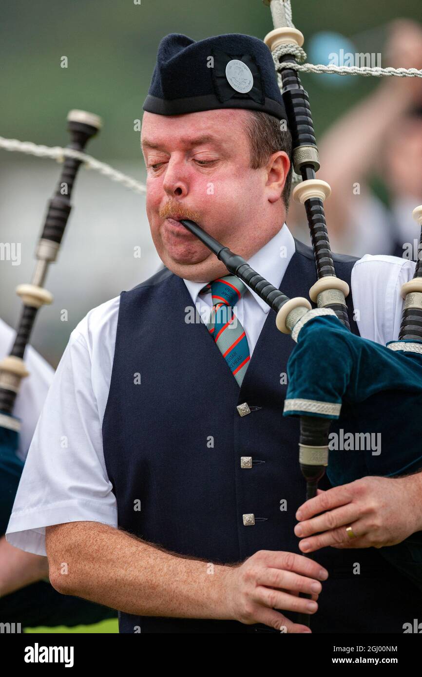 Piper at the Cowal Gathering Highland Games near Dunoon on the Cowal ...
