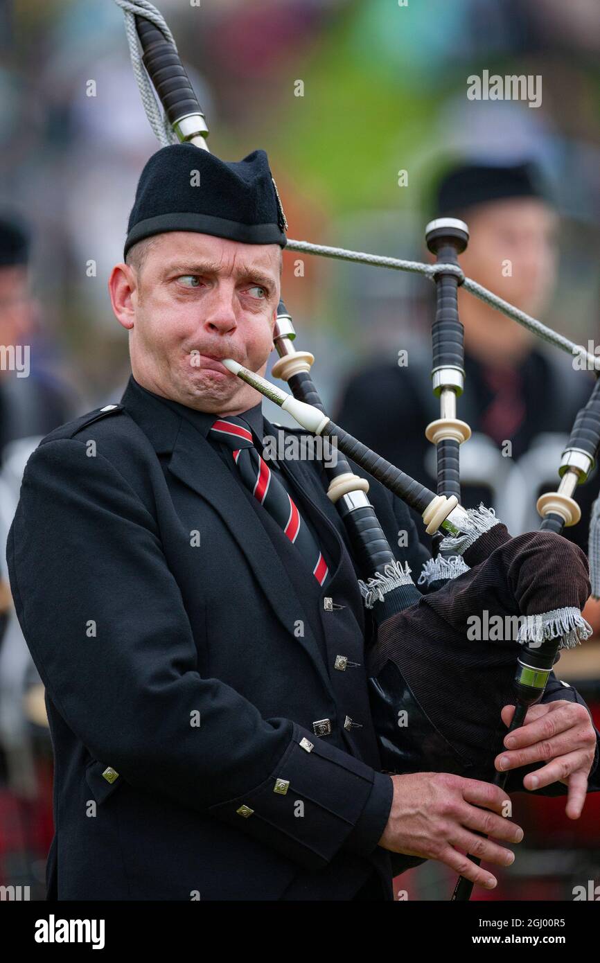 Piper at the Cowal Gathering, a traditional Highland Games near Dunoon ...