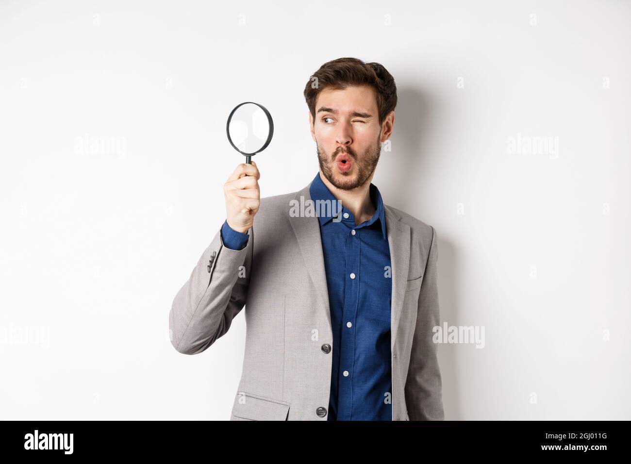 Person looking through glass excited hi-res stock photography and ...