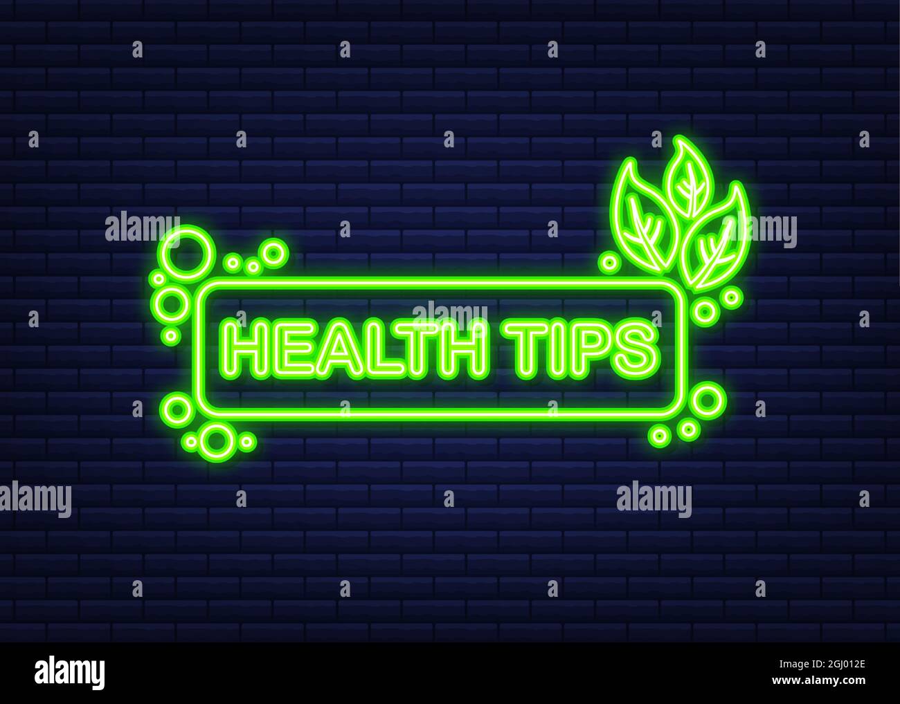 Health tips, badge. Neon icon. Vector stock illustration Stock Vector ...