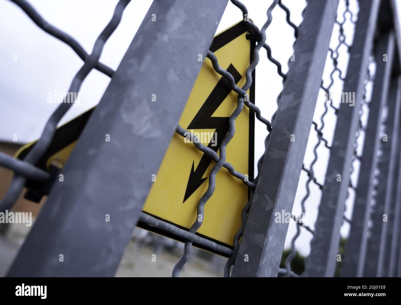 Danger information sign detail for electricity, safety Stock Photo - Alamy