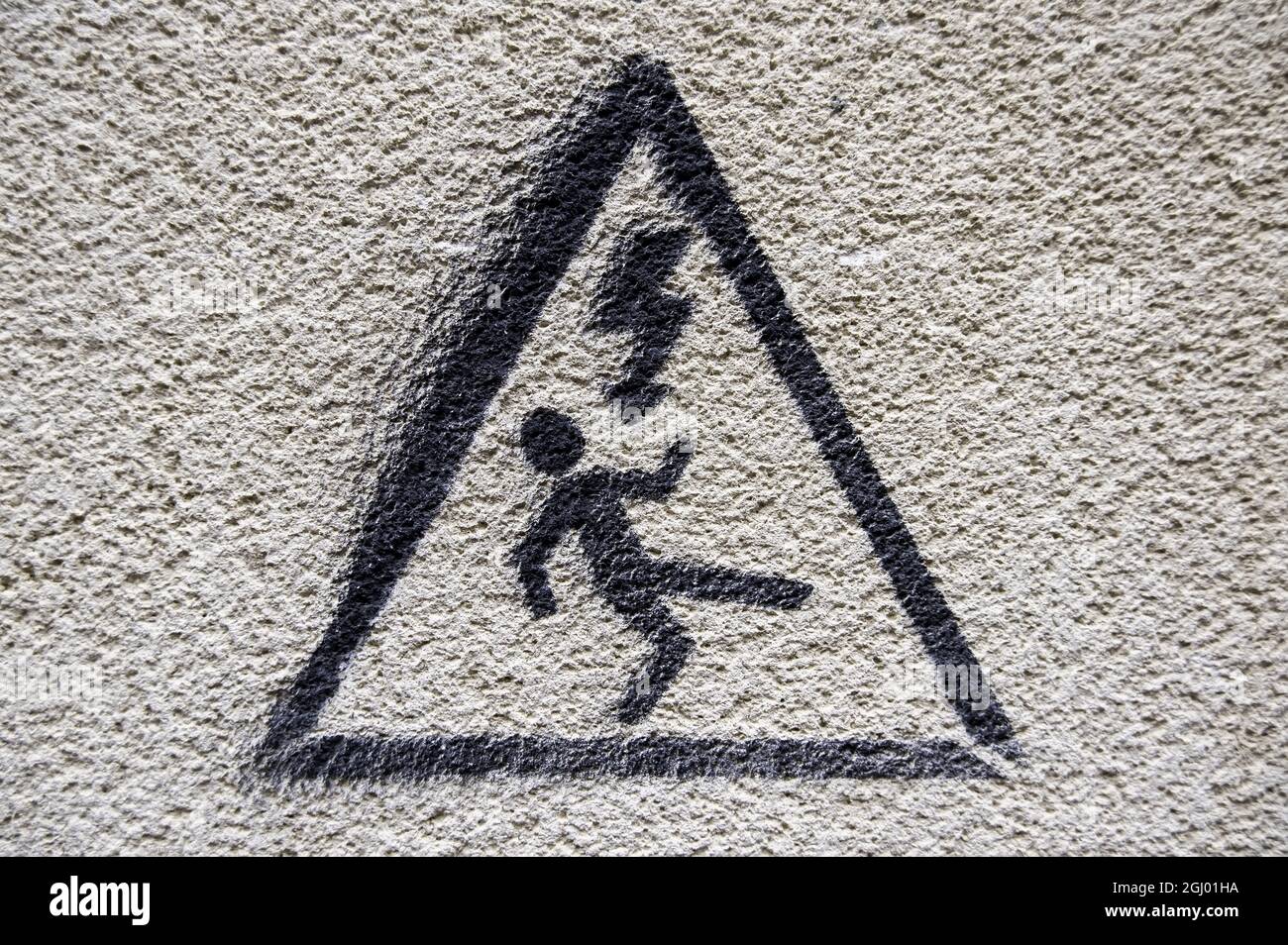 Danger information sign detail for electricity, safety Stock Photo - Alamy