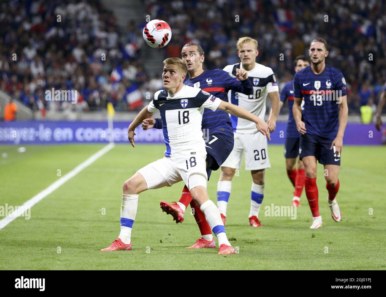Jere Uronen of Finland, Antoine Griezmann of France during the FIFA ...