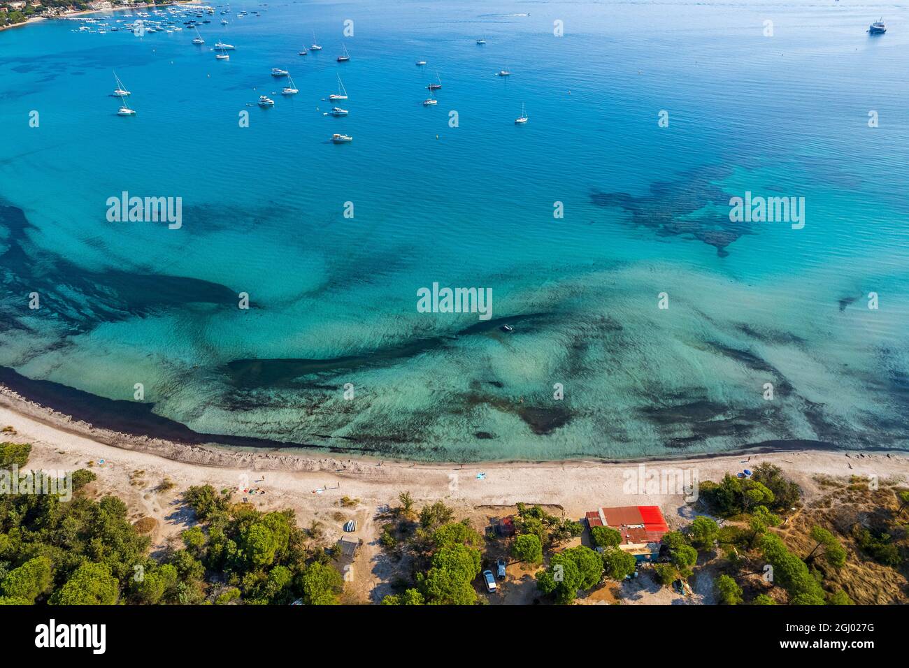 France, Corse-du-Sud (2A) Aerial view of Pinarellu beach Stock Photo ...